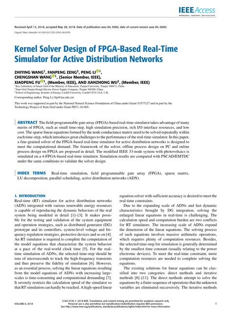 Pdf Kernel Solver Design Of Fpga Based Real Time Simulator For Active