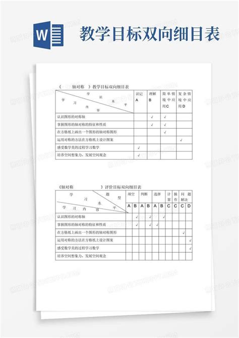 教学目标双向细目表word模板下载编号qadmwekx熊猫办公