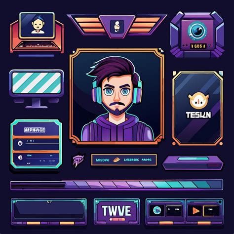 Vector Twitch Overlay Live Stream Template Set Vector Live Stream
