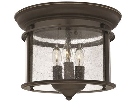 Hinkley Gentry 3 Light Olde Bronze Glass Cylinder Flush Mount 3473ob