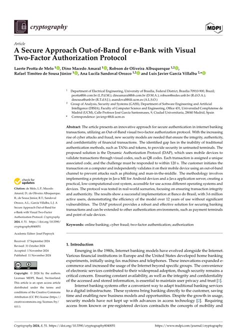 pdf a secure approach out of band for e bank with visual two factor