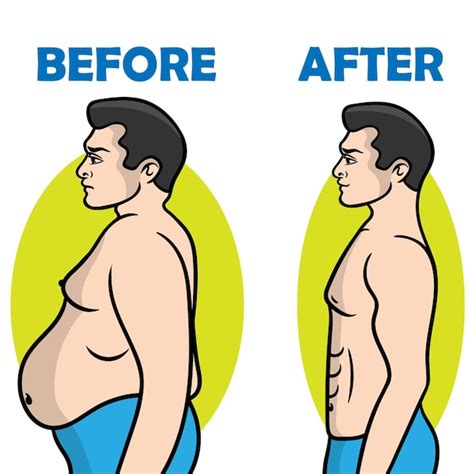 Premium Vector Fat And Slim Man Before And After Weight Loss Concept