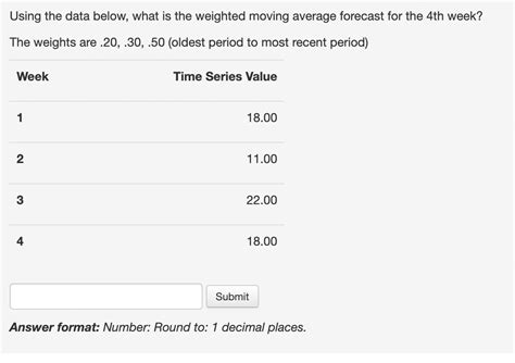 Using The Data Below What Is The Weighted Moving