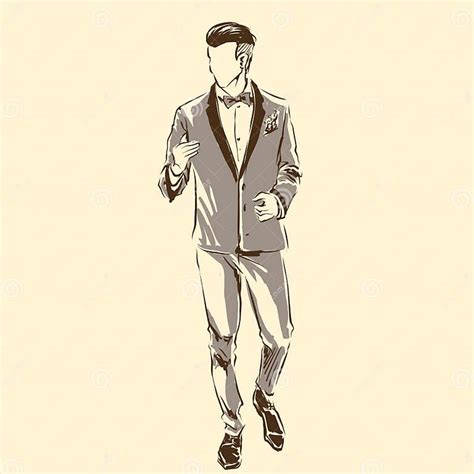 Elegant Groom On Wedding Bridegroom Fiance Vector Fashion