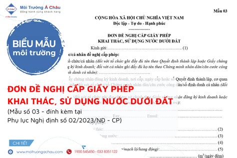 Biểu mẫu Đơn đề nghị cấp giấy phép khai thác sử dụng nước dưới đất Hồ