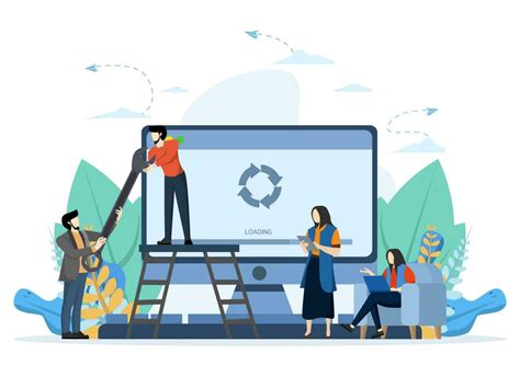 System Update Concept Show People Updating Operating System Operating System Update For