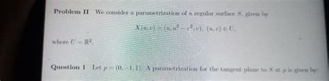 Solved Problem Ii We Consider A Parametrization Of A Regular