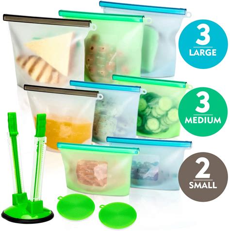 Recredo Silicone Reusable Food Bags Pack