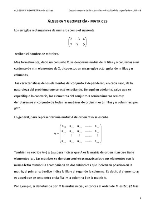 Matrices Álgebra Y GeometrÍa Matrices Los Arreglos Rectangulares De Números Como El