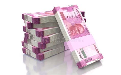 Indian Rupee 200 Currency Note Bundles Isolated On White Background
