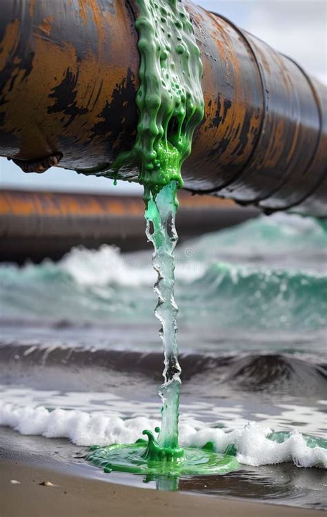Toxic Liquid Being Discharged Directly Into The Sea From An Industrial