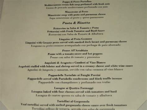 Italian Restaurant Menu Picture Of Secrets Capri Riviera Cancun