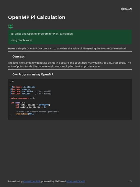 Openmp Pi Calculation Pdf