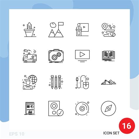 16 Utilisateur Interface Contour Pack De Moderne Panneaux Et Symboles De Carte Emplacement