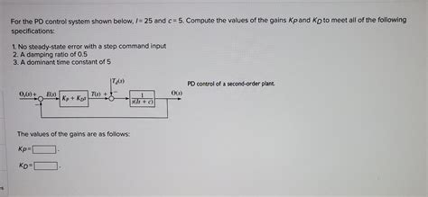 Solved For The PD Control System Shown Below I And C Chegg Com