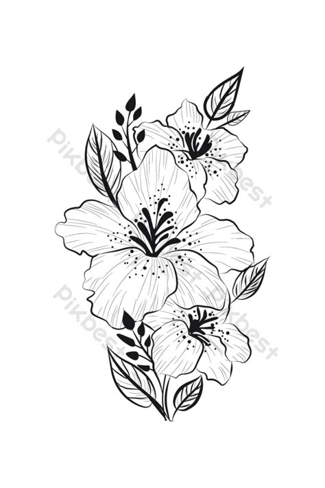 Flower Line Art Vector Png Images Eps Free Download Pikbest