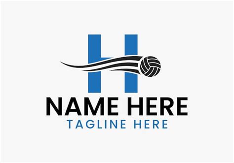 배구 클럽 기호 템플릿에 대한 편지 H 배구 로고 디자인 배구 사인 프리미엄 벡터