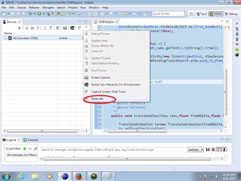 How To Detect The Emulator In Eclipse For Android Stack Overflow