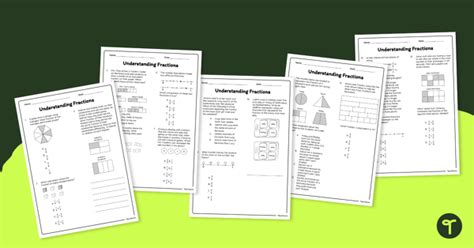 Understanding Fractions Worksheet Teach Starter