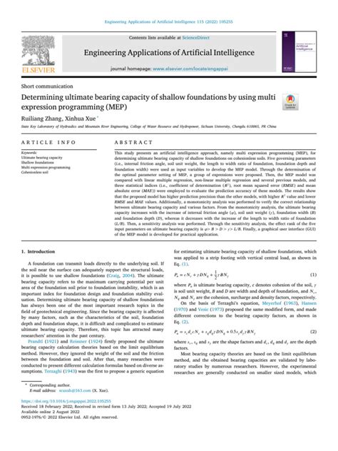 Determining Ultimate Bearing Capacity Of Shallow Foundations By Using
