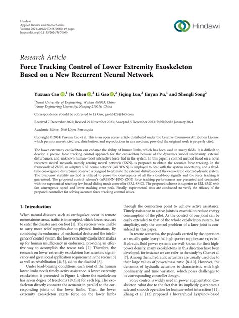 Pdf Force Tracking Control Of Lower Extremity Exoskeleton Based On A