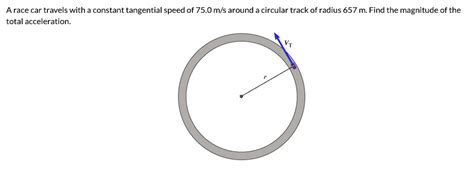 Solved A Race Car Travels With A Constant Tangential Speed Of 750 Ms Around A Circular Track