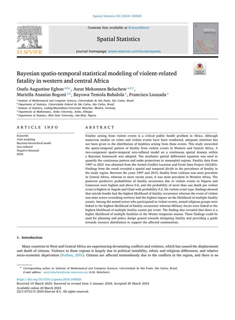 PDF Bayesian Spatio Temporal Statistical Modeling Of Violent Related