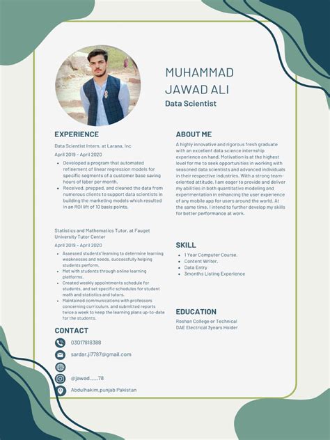 Green White Modern Data Scientist Resume Pdf