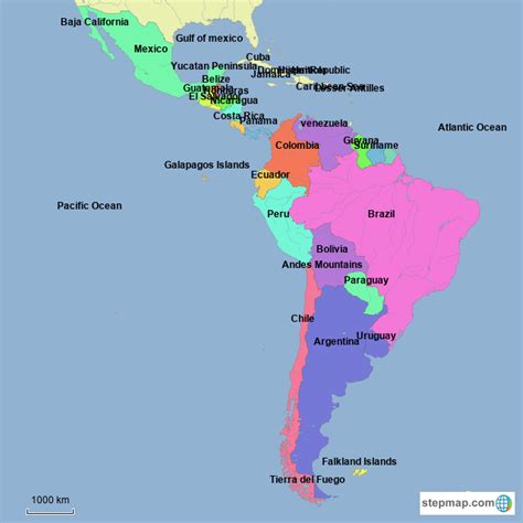Printable Central And South America Map