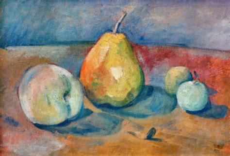 Paul Cézanne Stilleben mit Birne und grünen Äpfeln Kunstdruck