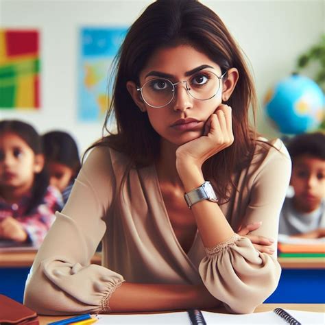 Premium Photo Photo Unpleased Young Female Teacher Wearing Glasses