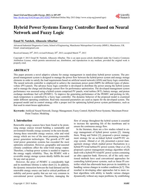 pdf hybrid power systems energy controller based on neural network
