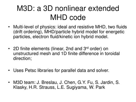 Ppt Overview Of Mhd And Extended Mhd Simulations Of Fusion Plasmas