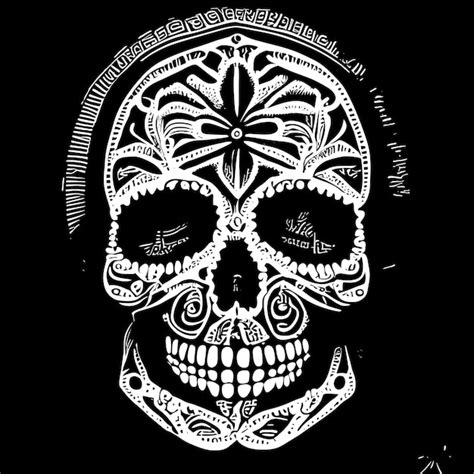 멕시코 휴일인 디아 데 로스 무에르토스dia De Los Muertos는 복잡한 설탕 두개골 디자인 일러스트레이션을 특징으로