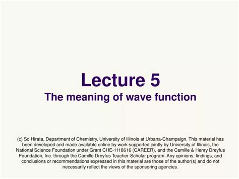 Ppt Lecture 5 The Meaning Of Wave Function Powerpoint Presentation
