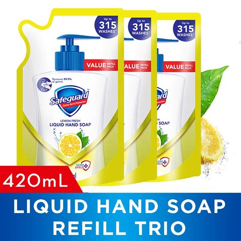Safeguard Lemon Fresh Liquid Hand Soap 420ml Refill Trio Shopee