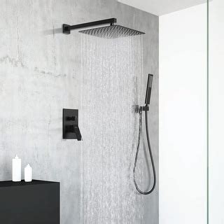 Matte Black Shower System With 10 Inch Rain Shower Head And Handheld