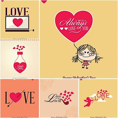 Cute Hearts For Valentines Day Set Vector Free Download