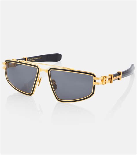 Titan Rectangular Sunglasses In Black Balmain Mytheresa