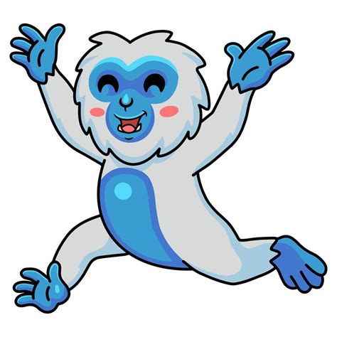 Lindo Personaje De Dibujos Animados Yeti Corriendo Vector Premium