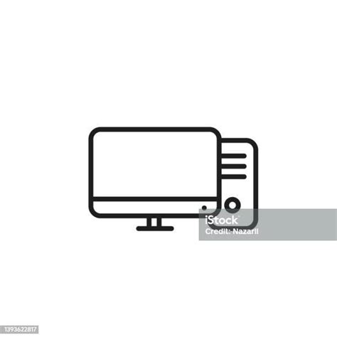 개인용 컴퓨터 회선 아이콘입니다 Pc 및 컴퓨팅 기술 가전 제품 가정 생활에 대한 스톡 벡터 아트 및 기타 이미지 가정 생활