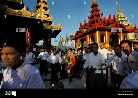 Myanmars Pro Democracy Leader Aung San Suu Kyi Smiles At Devotees As