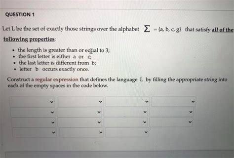 solved question 1 let l be the set of exactly those strings