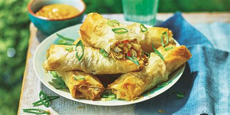 Spring Rolls Crispy Fried Wraps Filled With Vegetables Or Meat