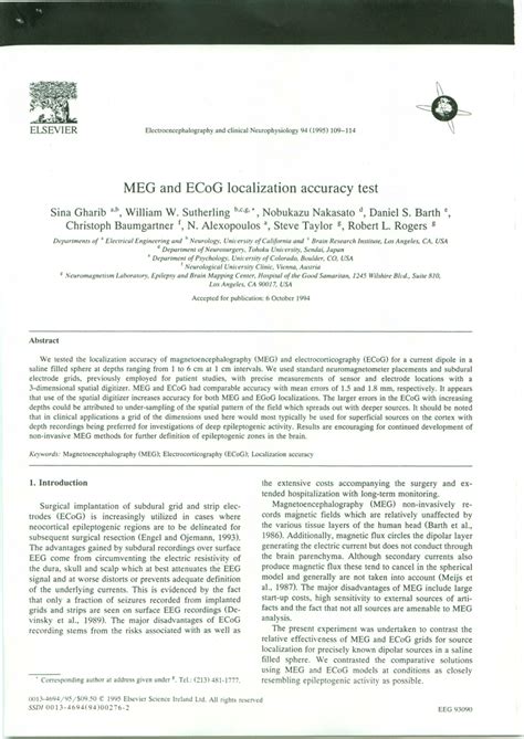 Pdf Meg And Ecog Localization Accuracy Test