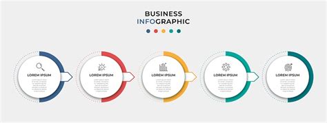 아이콘과 5가지 옵션 또는 단계가 있는 벡터 인포그래픽 디자인 비즈니스 템플릿입니다 프로세스 다이어그램 프레젠테이션 워크플로 레이아웃 배너 플로우 차트 정보 그래프에 사용할