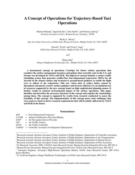 Pdf A Concept Of Operations For Trajectory Based Taxi Operations