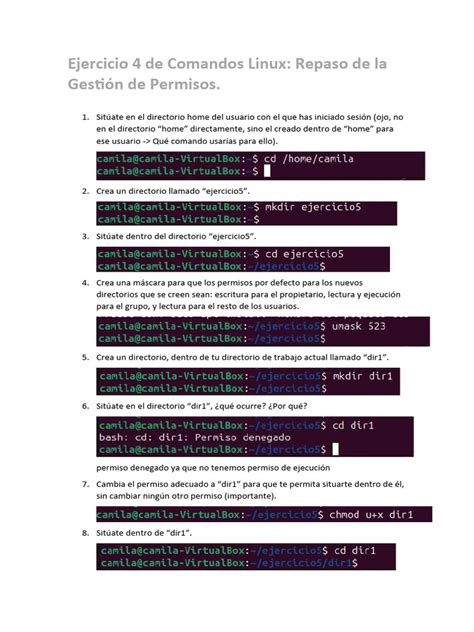 Ejercicios Comandos Linux 4 Repaso Permisos Pdf Informática