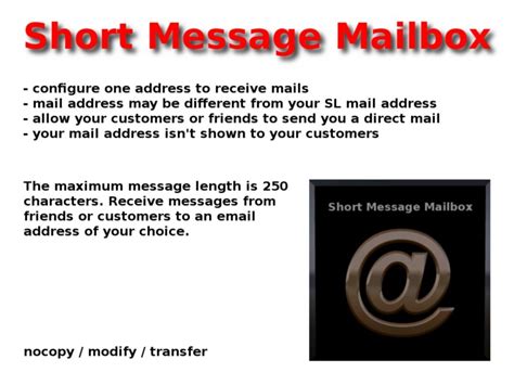 Second Life Marketplace Short Message Mailbox