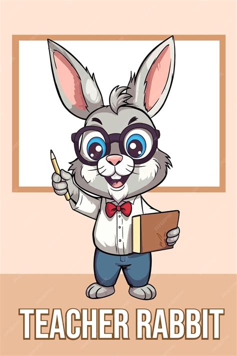 Professeur Dillustration Vectorielle Lapin Clipart Danimaux Vecteur Premium